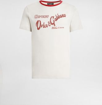 Dolce & Gabbana Cotton T-shirt With Print - Mann T-shirts Und Polos Beige 44