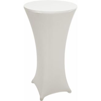 Hhg Set Stehtisch + Stehtischhusse HHG 097, Bistrotisch Tischhusse, klappbar h&ouml;henverstellbar &oslash; 60cm Husse creme-beige