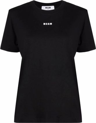 Msgm Msgm, Femme, Tops, Noir, Taille: 38 FR Small Logo T-shirt