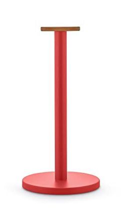 Alessi Mattina BG05 R - Porte-rouleau de Cuisine Design, en Acier Color&eacute; avec R&eacute;sine Epoxy et Bouton en Bois de Bambou, Rouge