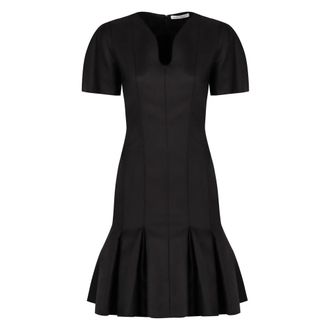 Nina Ricci Wollkleid mit herzf&ouml;rmigem Ausschnitt und Faltenrock - - Dresses - Damen - Schwarzk - S
