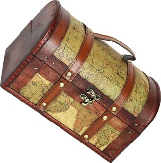 Cabilock Holzkiste Antik Schatztruhe Aufbewahrungsbox Mit Schnallen F&uuml;r Schmuck Ohrringe Ringe Und Mehr Dekoration Wohnzimmer Geschenkidee Zuf&auml;lliges Farbmuste