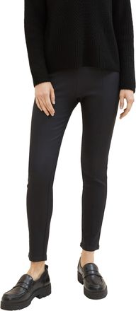 Tom Tailor Damen Coated Treggings mit Ziernaht, deep black, 40/28