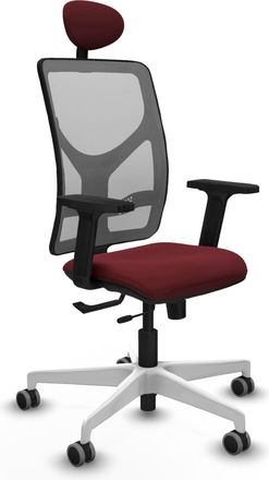 Piqueras y Crespo Stuhl mit 2D-Armen, h&ouml;henverstellbare Lendenwirbelst&uuml;tze und festes Kopfteil, ausgestattet mit Syncro/Traslack und Schneideschaum, Grau/Granatrot