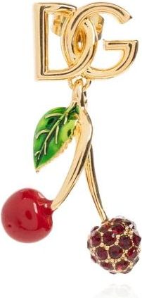 Dolce & Gabbana Femme, Accessoires, Jaune, Taille: ONE Size Cherry Logo Earring