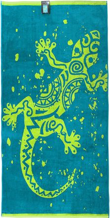jilda-tex Strandtuch 90x180 cm Badetuch Strandlaken Handtuch 100% Baumwolle Velours Frottier Pflegeleicht (Gecko)