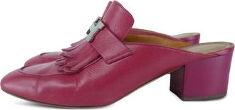Herm&egrave;s mules Rivoli 55 mm &agrave; franges - Rose