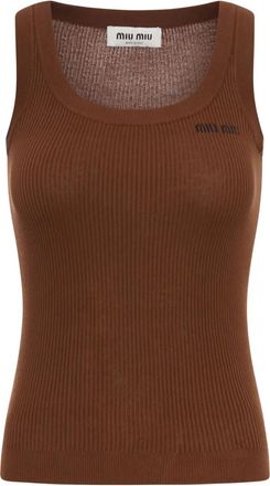 Miu Miu haut en maille à design côtelé - Marron