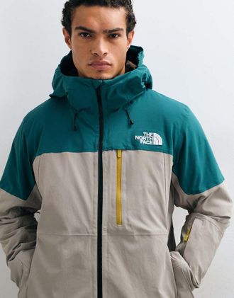 The North Face Freedom gef&uuml;tterte Skijacke in Steinwei&szlig; und Petrolblau-Neutral