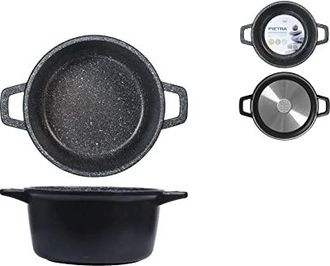 hOme Home Pietra Kasserolle Antihaft mit 2 Griffen, Stein, Schwarz, 20 cm
