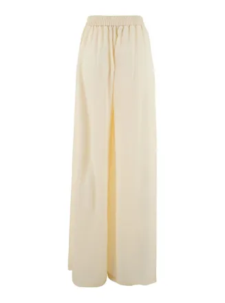 Momoni Womens High-Waisted Pants Aspen White Acetate Trousers