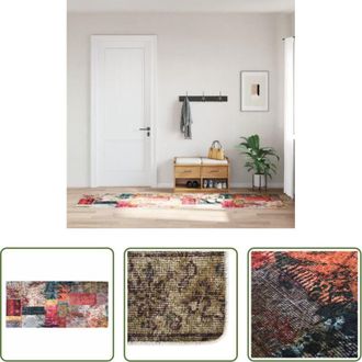 vidaXL Waschbar - Teppich Waschbar Patchwork 80x300 cm Mehrfarbig