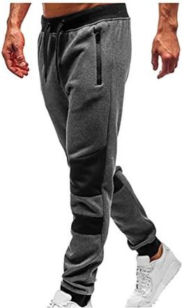 Generic Pantalon de survêtement pour homme avec poches zippées, pantalon de jogging à jambe droite avec cordon de serrage, pantalon dentraînement confortable,