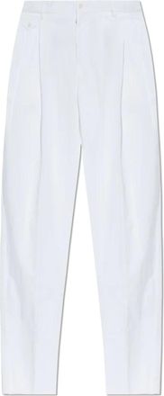 Dolce & Gabbana Homme, Pantalons, Blanc, Taille: M Pantalon Pliss&eacute; en Coton