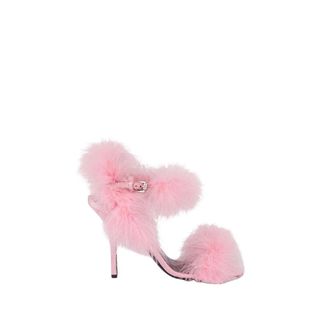 Moschino Femme, Chaussures, Rose, Taille: 41 EU Sandales en satin avec plumes