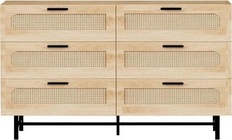 Habitat et Jardin Commode en bois et cannage Harrison - 120 x 40 x 75 cm - Beige
