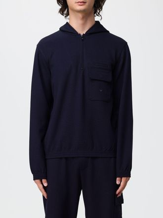 Emporio Armani Sweatshirt &agrave; capuche et zip en jersey avec poches plaqu&eacute;es