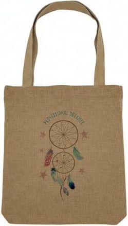 Fabulous Sac Shopping Tote Bag Aspect Lin - Professional Dreamer Dream Catcher Hippie Boho - Sac de Courses Toile Epaisse 360g Beige Naturel Cabas Port&eacute; Epaule