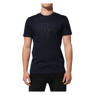 Dolce & Gabbana Dunkelblaues DG Logo Print Top - - Tops - Herren - Blau - XS