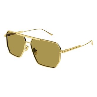 Bottega Veneta unisex, Accessoires, Jaune, Taille: 60 MM Lunettes de soleil aviateur minimalistes