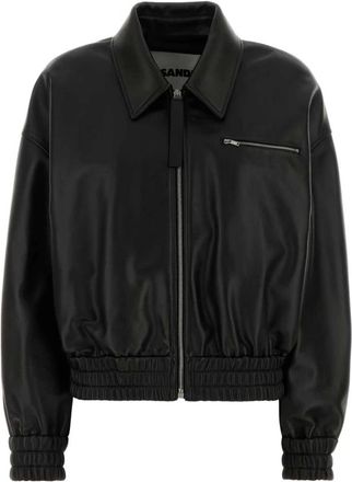 Jil Sander Femme, Vestes, Noir, Taille: 38 FR Blouson Aviateur en Cuir