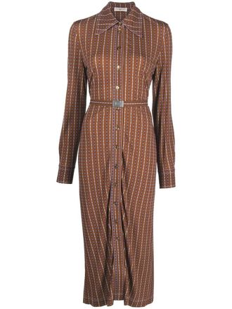 Tory Burch robe-polo Dotted Windowpane - Marron
