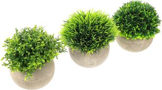 Pretyzoom Künstliche Topfpflanzen 3 Stück Papiermasse Grün Tischdekoration Umweltfreundlich Büro Wohnraum Dekor