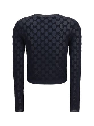 Gucci Womens Gg All-Over Viscose Crepe Cardigan Black Viscose; Cotton; Polyamide Sweater