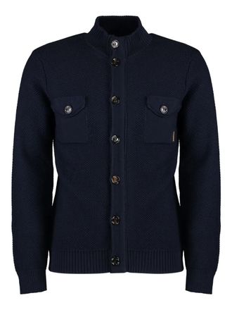 Moorer cardigan &agrave; poches plaqu&eacute;es - Bleu