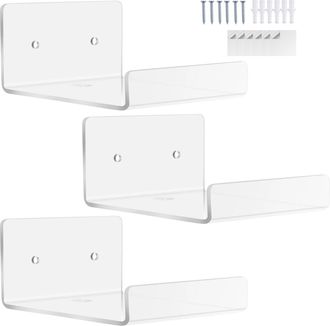 Generic An der Wand montierte Acrylregale - Set mit 3 schwebenden Aufbewahrungseinheiten, transparentes Organisationsregal | Zeitgenössisches Wohndisplay, für