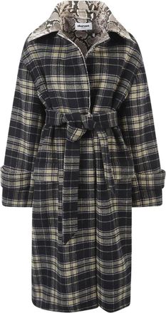 Duran Lantink belted plaid coat - Bleu