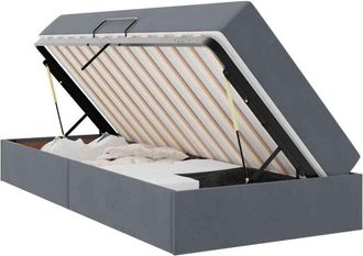 vidaXL Aufbewahrungsbett mit Matratze Dunkelgrau 100 x 200 cm Samt vidaXL