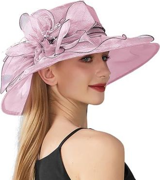 Generic Chapeau de soleil élégant pour femme - Couleur unie - Grande fleur - Style anglais, violet, Taille unique