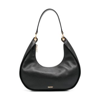 DKNY Schwarze Leder Casual Schultertasche - - Bags - Damen - Schwarzk - ONE SIZE