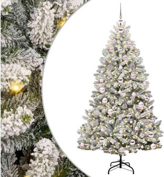 vidaXL K&uuml;nstlicher Weihnachtsbaum Gr&uuml;n und Wei&szlig; 180 cm PVC und Metall vidaXL