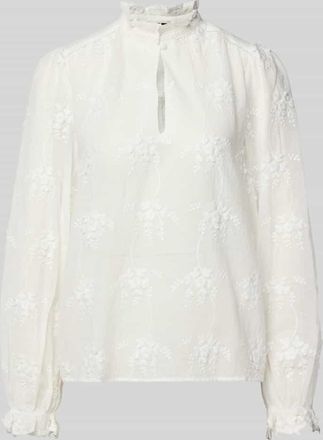 Oui Regular Fit Bluse mit Schl&uuml;sselloch-Ausschnitt