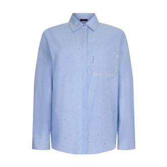 Liu Jo Femme, Blouses et Chemises, Bleu, Taille: 36 FR Rhinestone Shirt