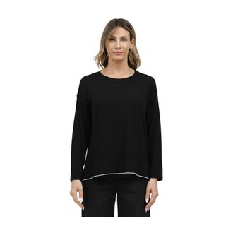 Alpha Studio Langarm-Bootneck-Top mit Paspelierung - - Knitwear - Damen - Schwarzk - M