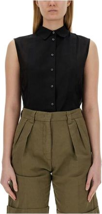 Aspesi Femme, Blouses et Chemises, Noir, Taille: 38 FR Chemise sans manches boutonn&eacute;e