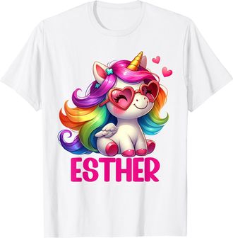 BDAZ Esther Einhorn-Name, personalisiertes Design T-Shirt