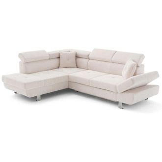 Best Mobilier Bestmobilier - Lisbona - canap&eacute; dangle gauche 5 places convertible avec t&ecirc;ti&egrave;res en velours c&ocirc;tel&eacute;