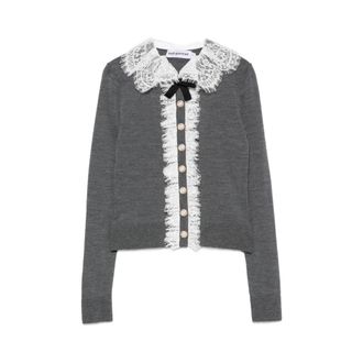 Self Portrait Cropped Cardigan - - Knitwear - Damen - Grau - XS