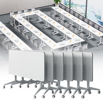 Generic Klappbarer Konferenztisch, tragbarer Klapptisch mit feststellbaren Rollen, klappbarer Tischplatte f&uuml;r einfache Aufbewahrung, ideal f&uuml;r B&uuml;ros, Schulung