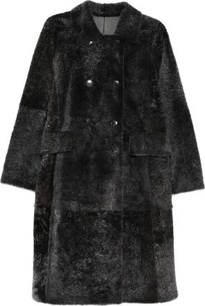 Yves Salomon manteau croisé à design texturé - Noir