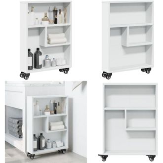 vidaXL Vidaxl - Chariot de rangement étroit blanc 48x13x68 cm bois dingénierie