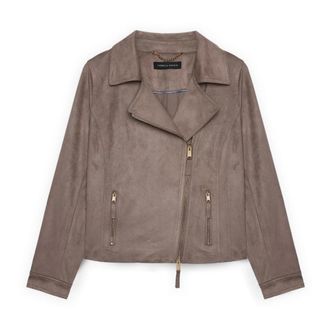 Fiorella Rubino Soft Touch Biker Jacket - - Jackets - Damen - Grau - 7XL