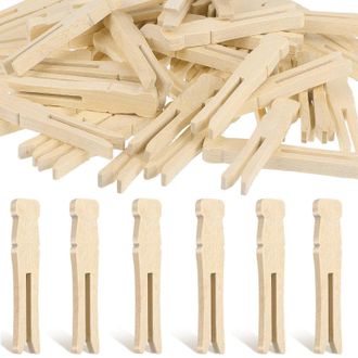 Hemobllo 50 St&uuml;ck Robuste Retro W&auml;scheklammern Rund Naturfarben Kleine W&auml;scheleinenclips zum Aufh&auml;ngen und Organisieren von Kleidung