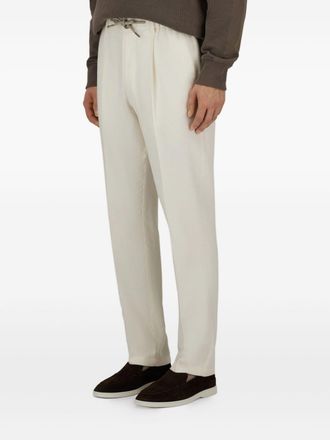 Herno Mens Trousers Ivory Silk