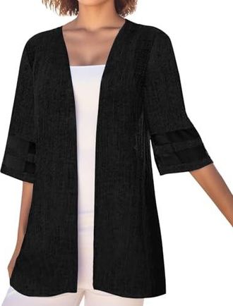 Generico Chemises à manches courtes, chemisiers grandes tailles, cardigan décontracté en tricot pour femme, veste décontractée pour femme, vêtements quotidiens