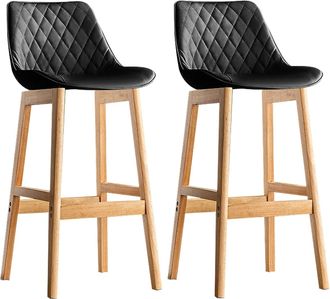 Generic Barhocker, Tresenst&uuml;hle aus Kunstleder im Landhausstil, K&uuml;chenbarhocker mit Holzbeinen und Fu&szlig;st&uuml;tze, Tragkraft 150 kg